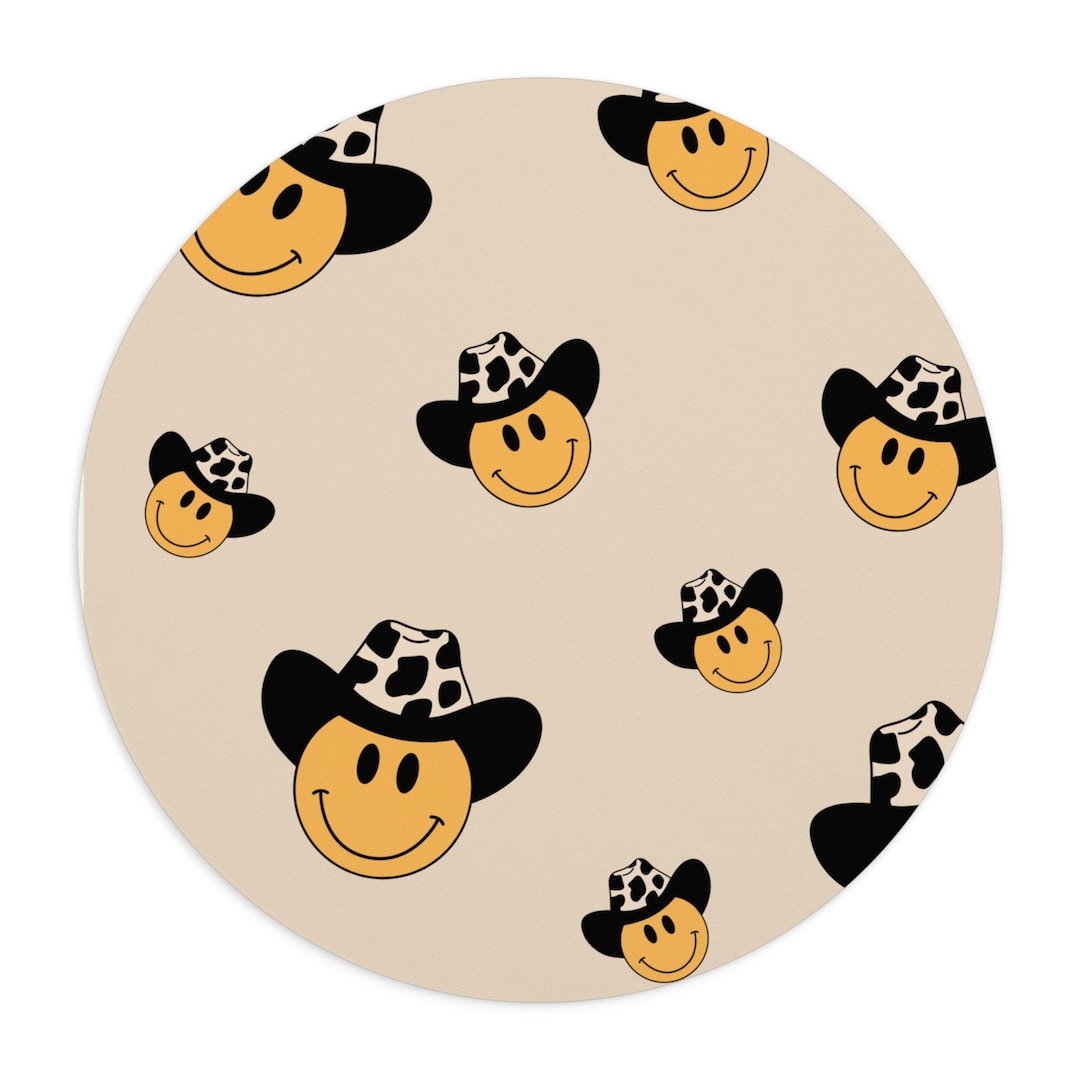 Cowboy/cowgirl Smiley Face Mouse Pad circle - Etsy