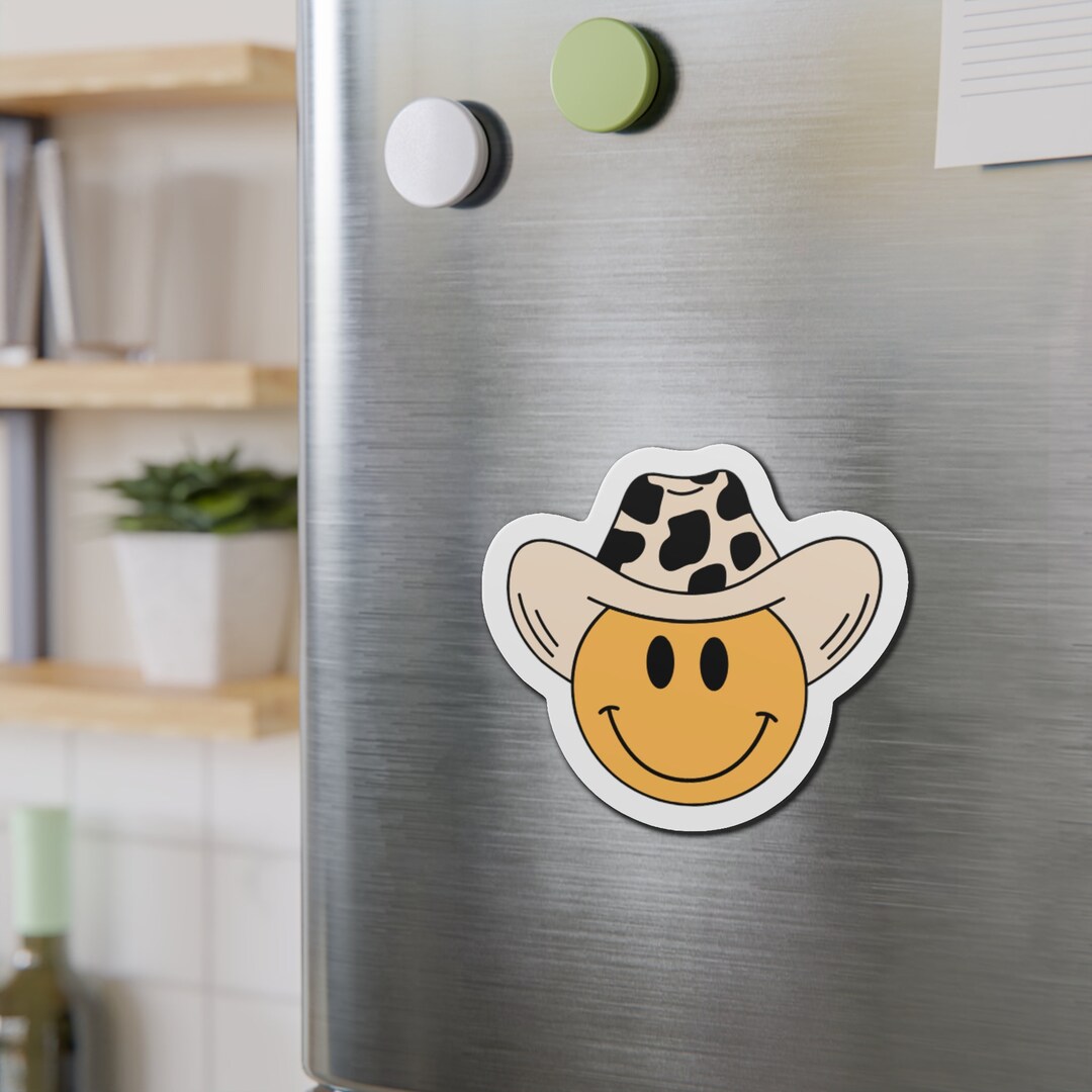 Cowgirl Smiley Face, Cowboy Smiley Face, Die-cut Magnets - Etsy