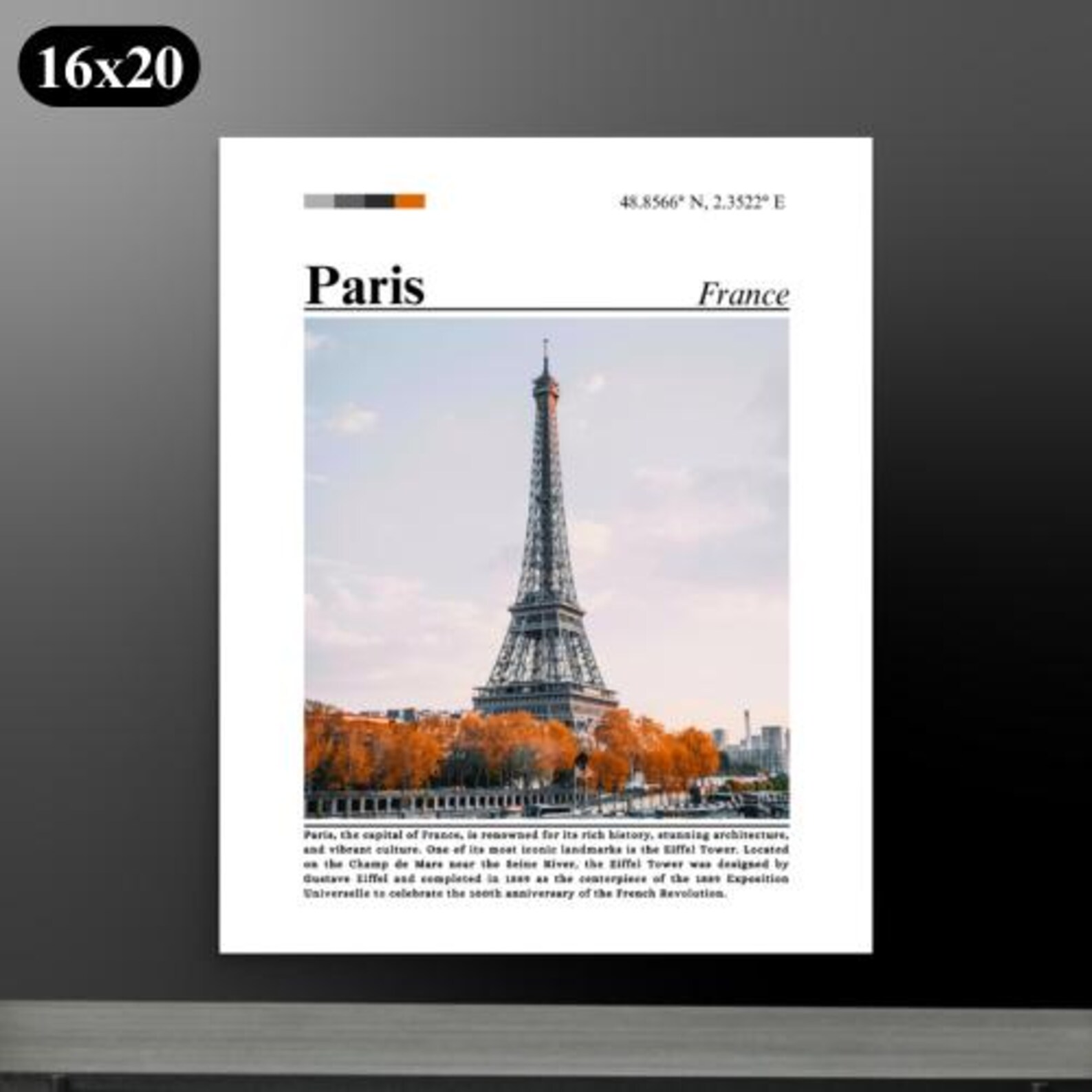 High Quality Matte Paris France Poster, Eiffel Tower Wall Art, French ...