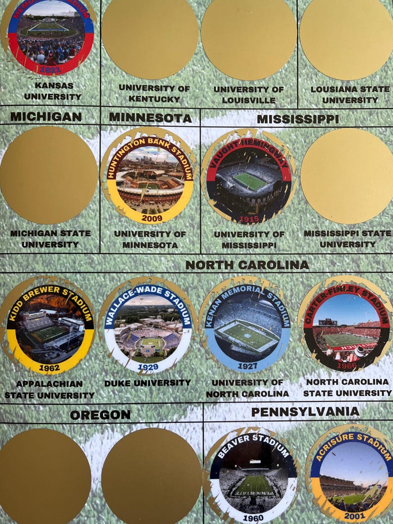 College Football Stadium Bucket List – 20x30 Scratch-off Poster - Etsy
