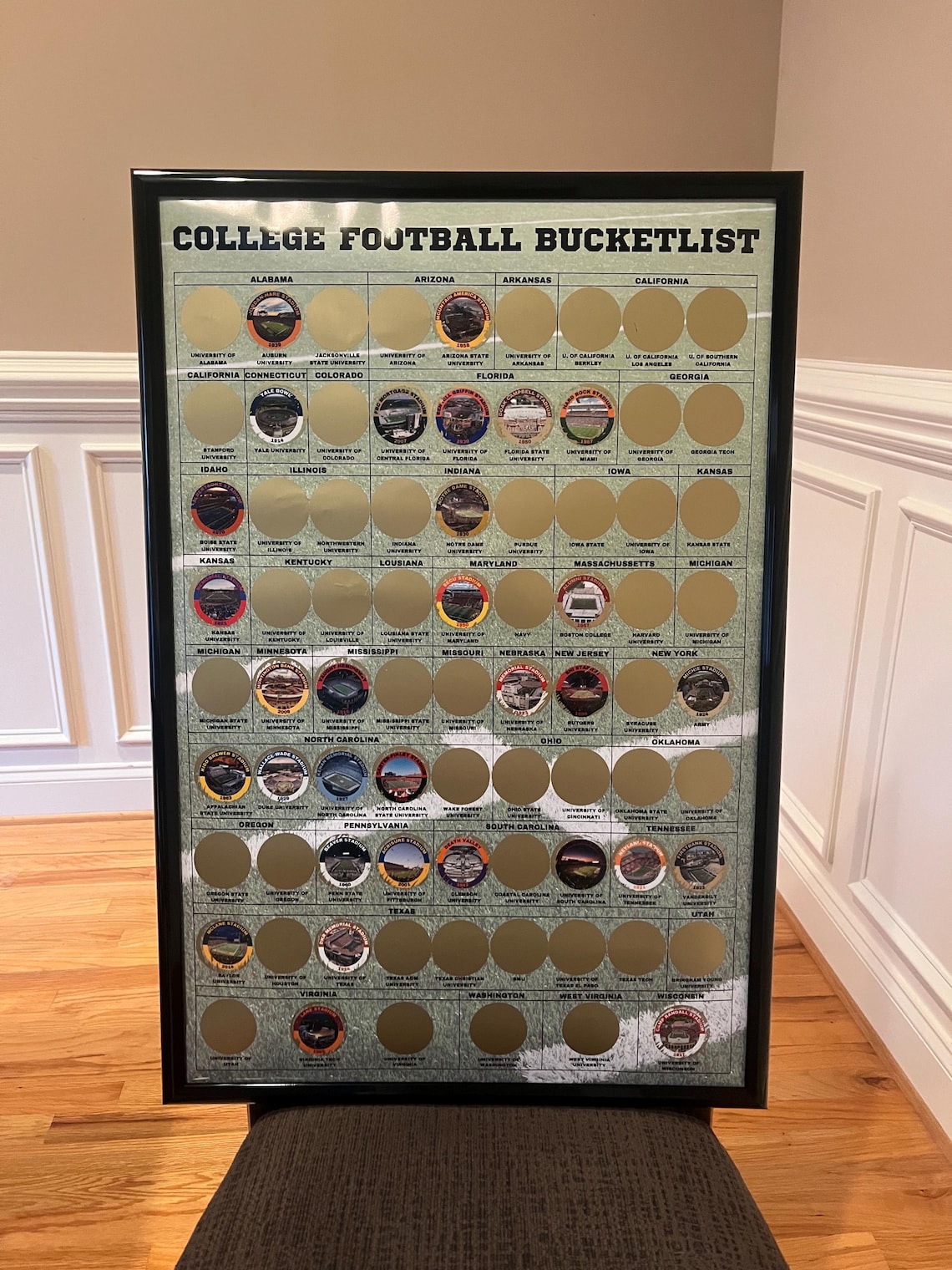 College Football Stadium Bucket List – 16x20 Scratch-off Poster - Etsy