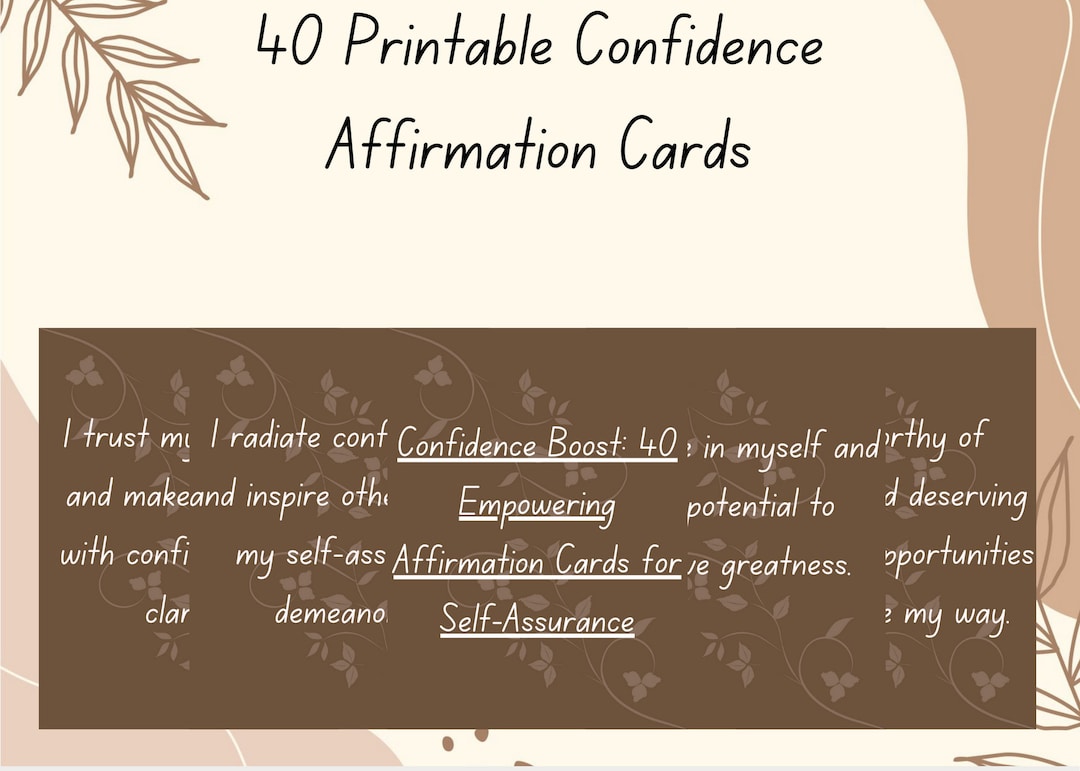 40 Confidence Boosting Affirmation Cards, Printable Cards, Motivational ...