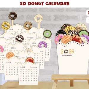 2026 Printable 3D Donut Desk Calendar SVG | Digital Download PNG/SVG ...