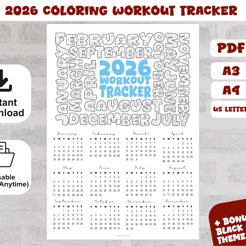 Calendrier entraînement à colorier 2026 - Etsy Canada