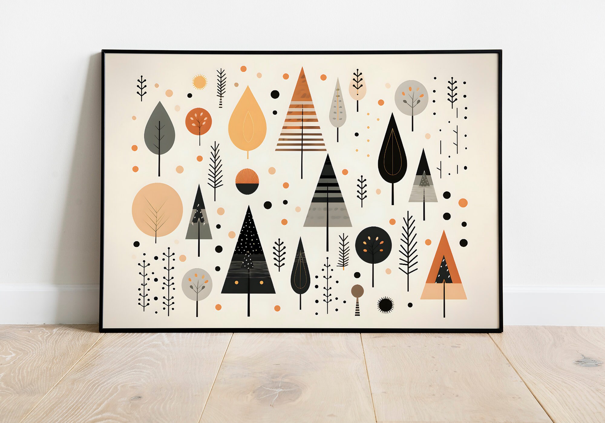 Trees Scandinavian Art Print Branche Wall Art Soft Wall Decor ...