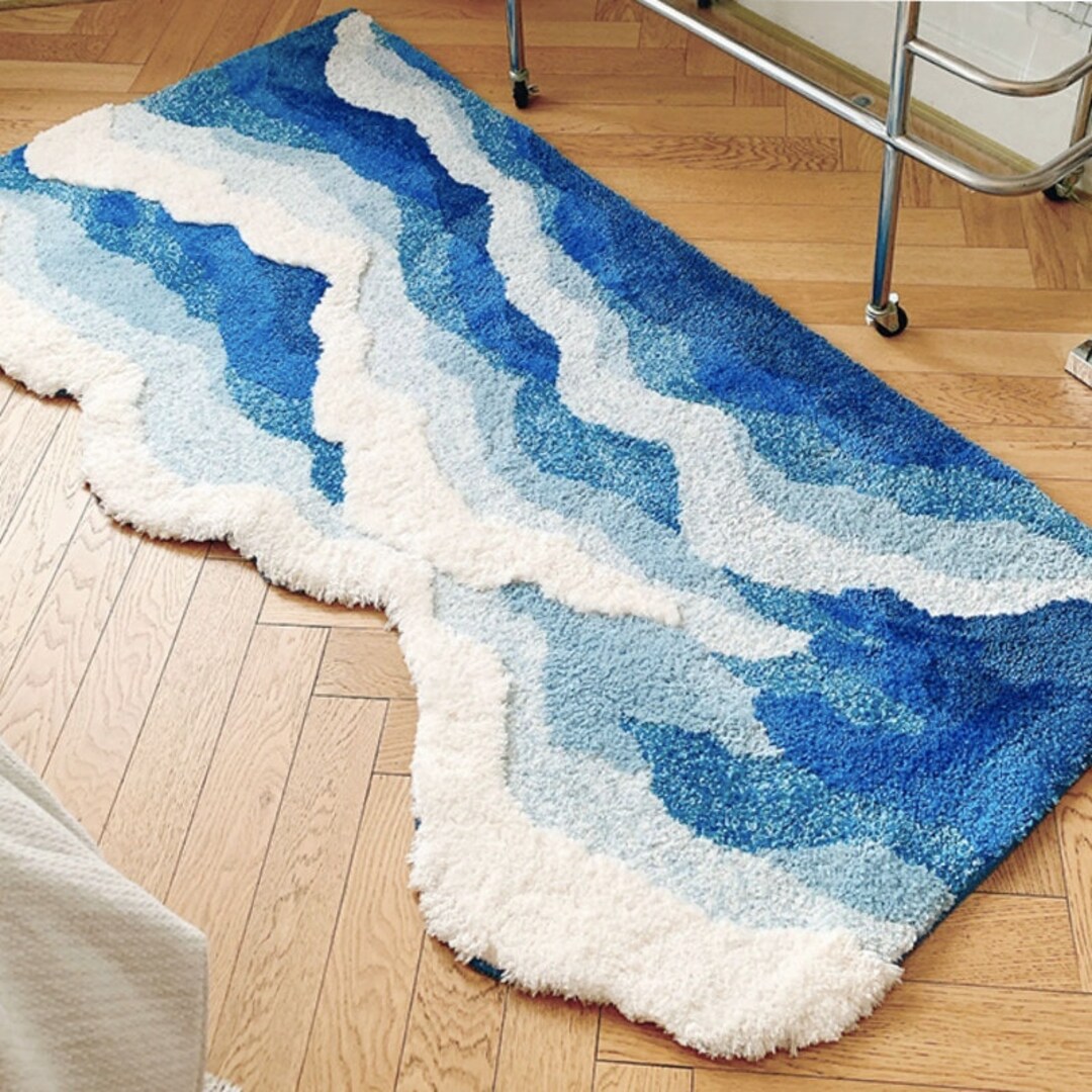 Tufted Blue Ocean Wave Rug Handmade Tufted Ocean Wave Rug - Etsy
