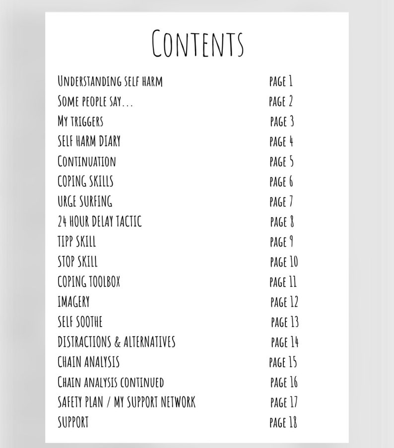 Self Harm Prevention Workbook, Mental Health Journal, Coping Strategies ...