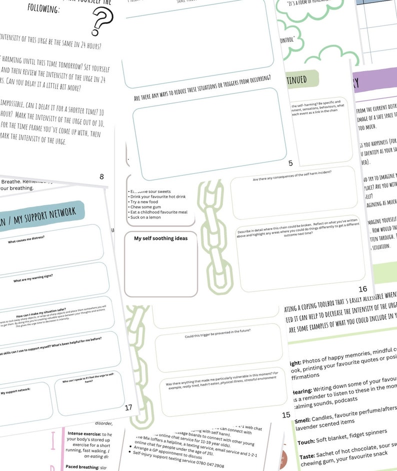 Self Harm Prevention Workbook, Mental Health Journal, Coping Strategies ...