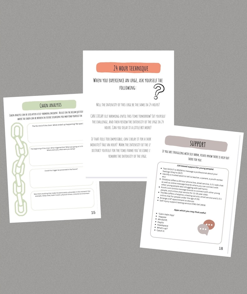 Self Harm Prevention Workbook, Mental Health Journal, Coping Strategies ...