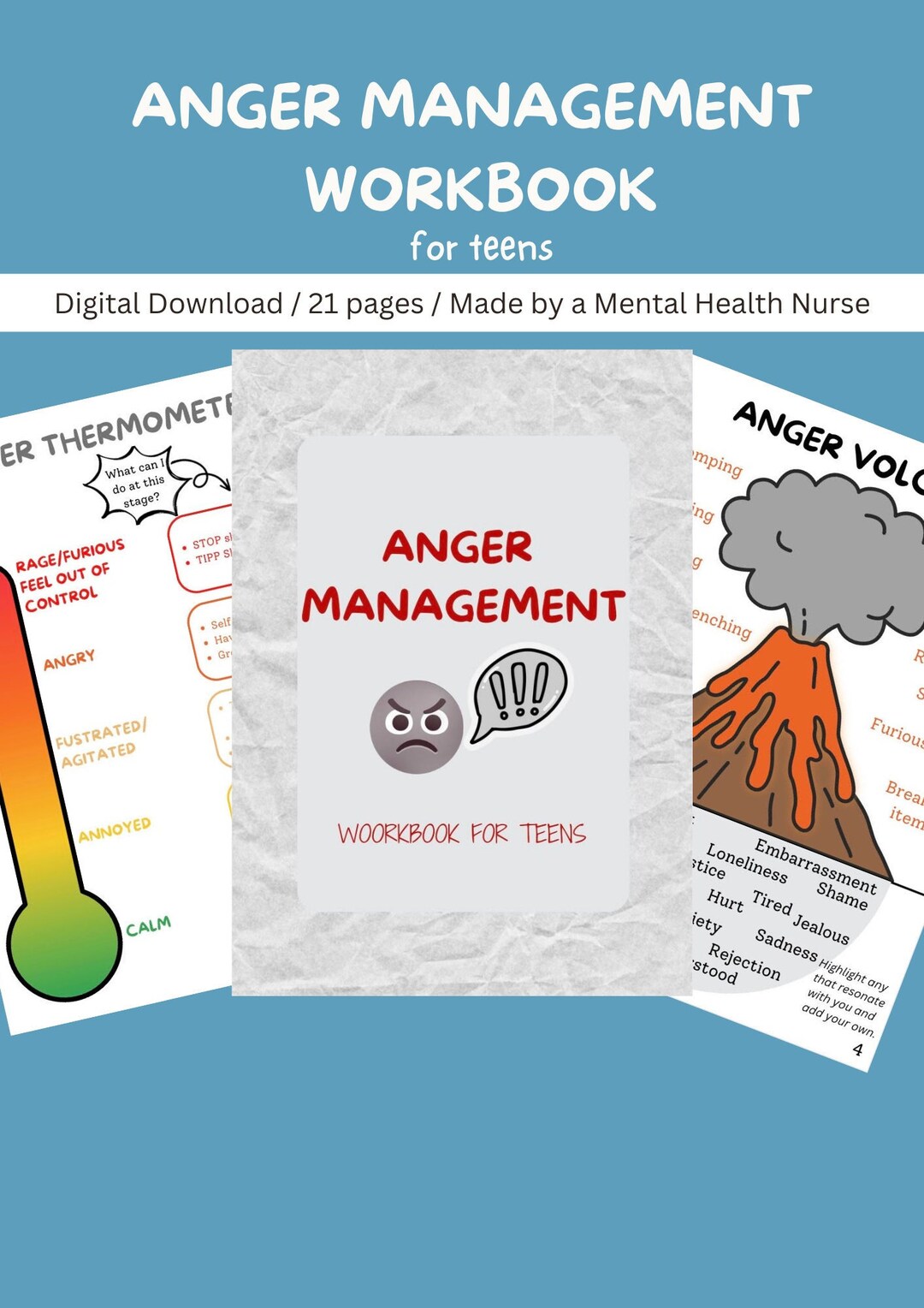 Anger Management Workbook for Teens 21 Pages // Anger Journal // Anger ...