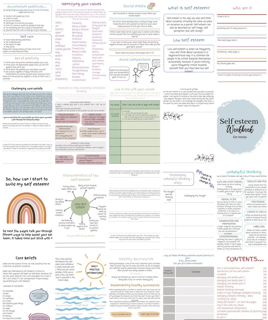 Self Esteem Workbook, Self Esteem Worksheets for Teens, Teen Self ...