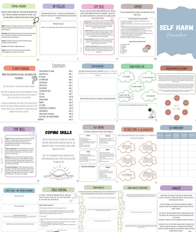 Self Harm Prevention Workbook, Mental Health Journal, Coping Strategies ...