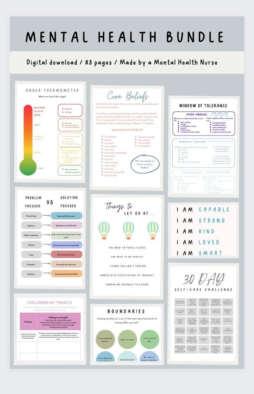 Mental Health Printable Bundle, Therapy Toolkit (digital Download) - Etsy