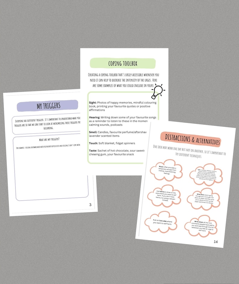 Self Harm Prevention Workbook, Mental Health Journal, Coping Strategies ...