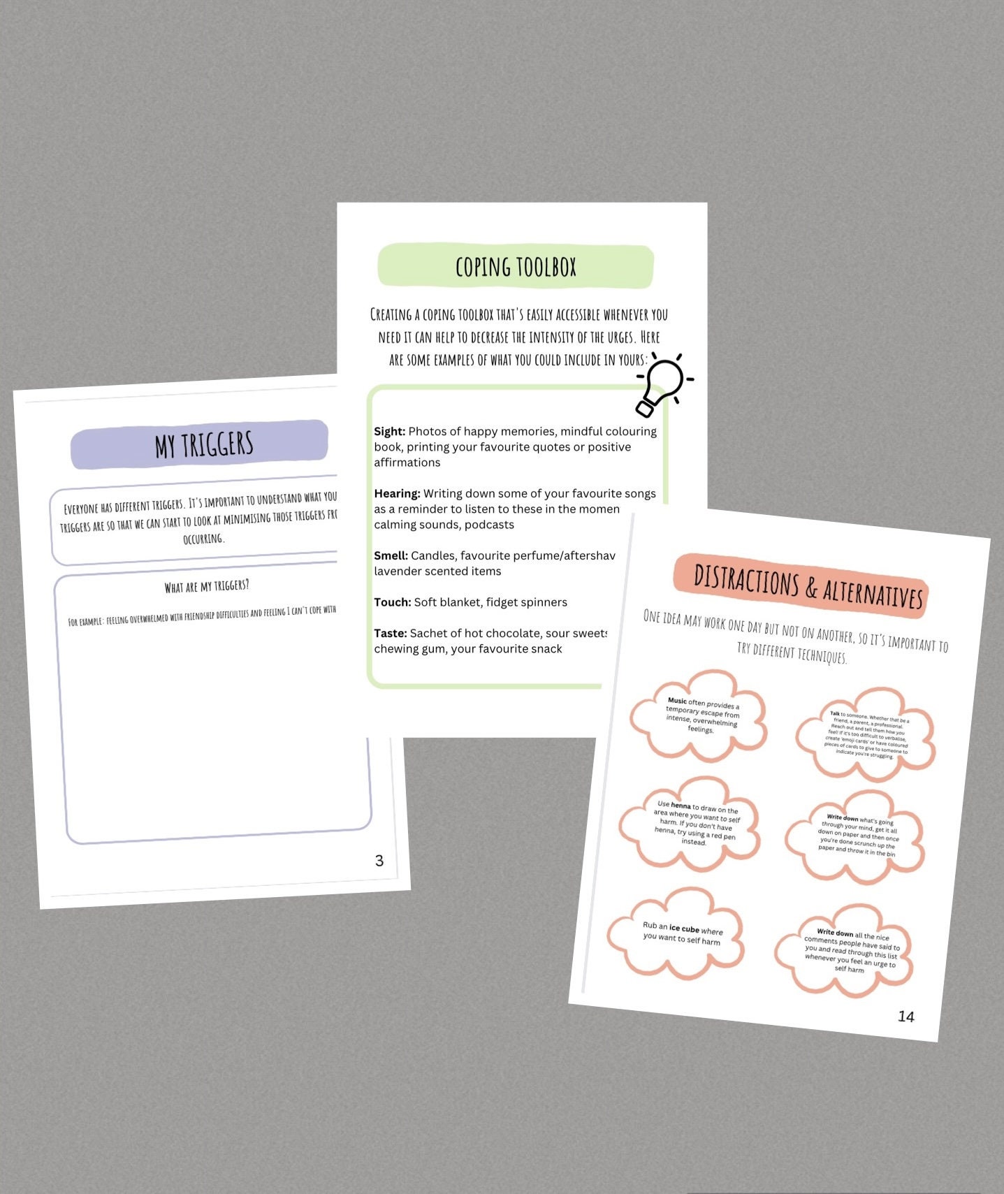 Self Harm Prevention Workbook, Mental Health Journal, Coping Strategies ...