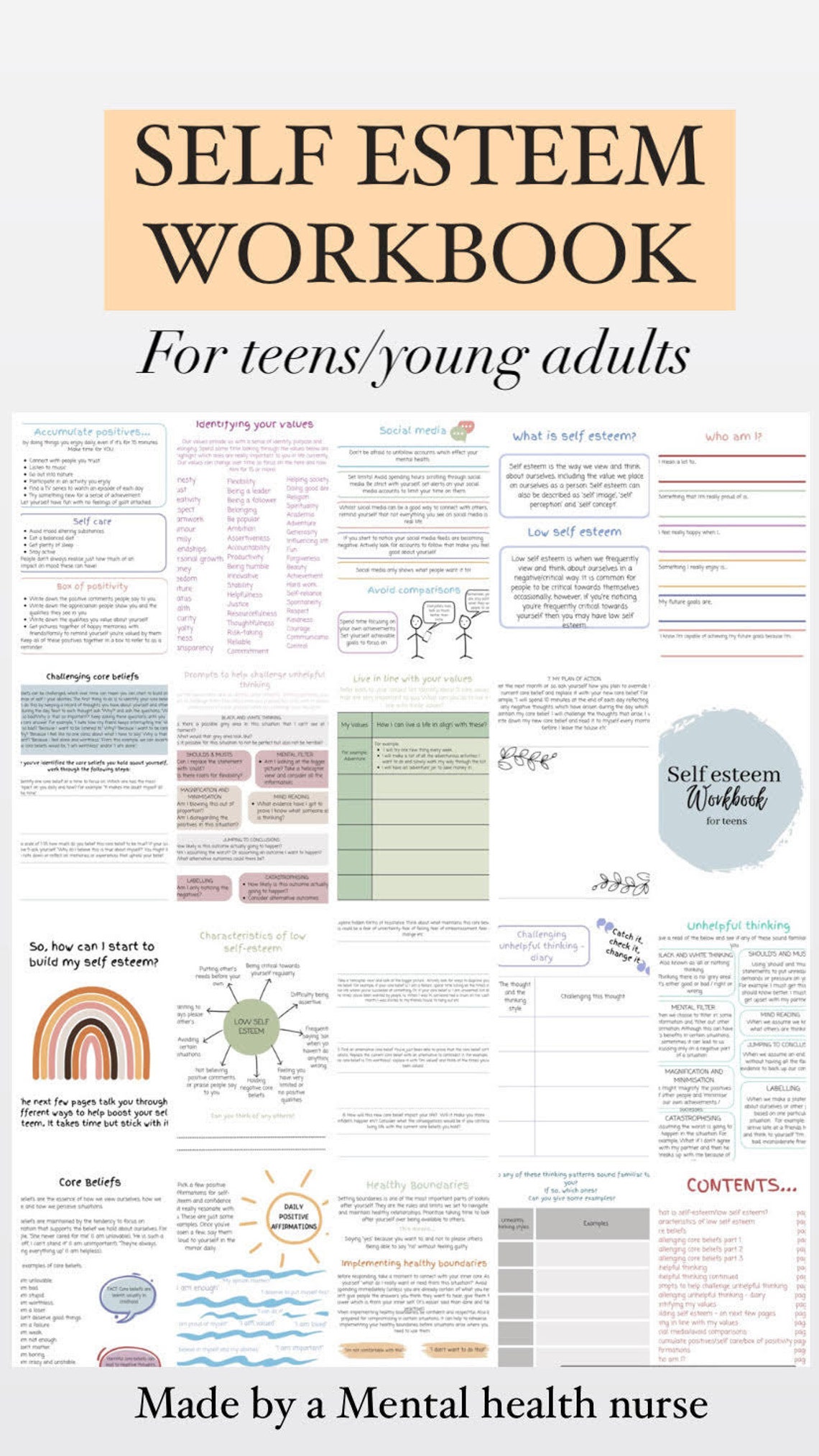 Self Esteem Workbook, Self Esteem Worksheets for Teens, Teen Self ...