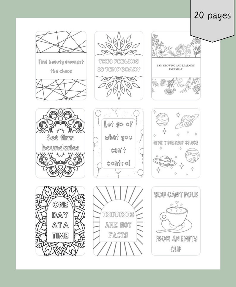 Mental Health Colouring Pages, Printable PDF, Mindful Therapy Art ...