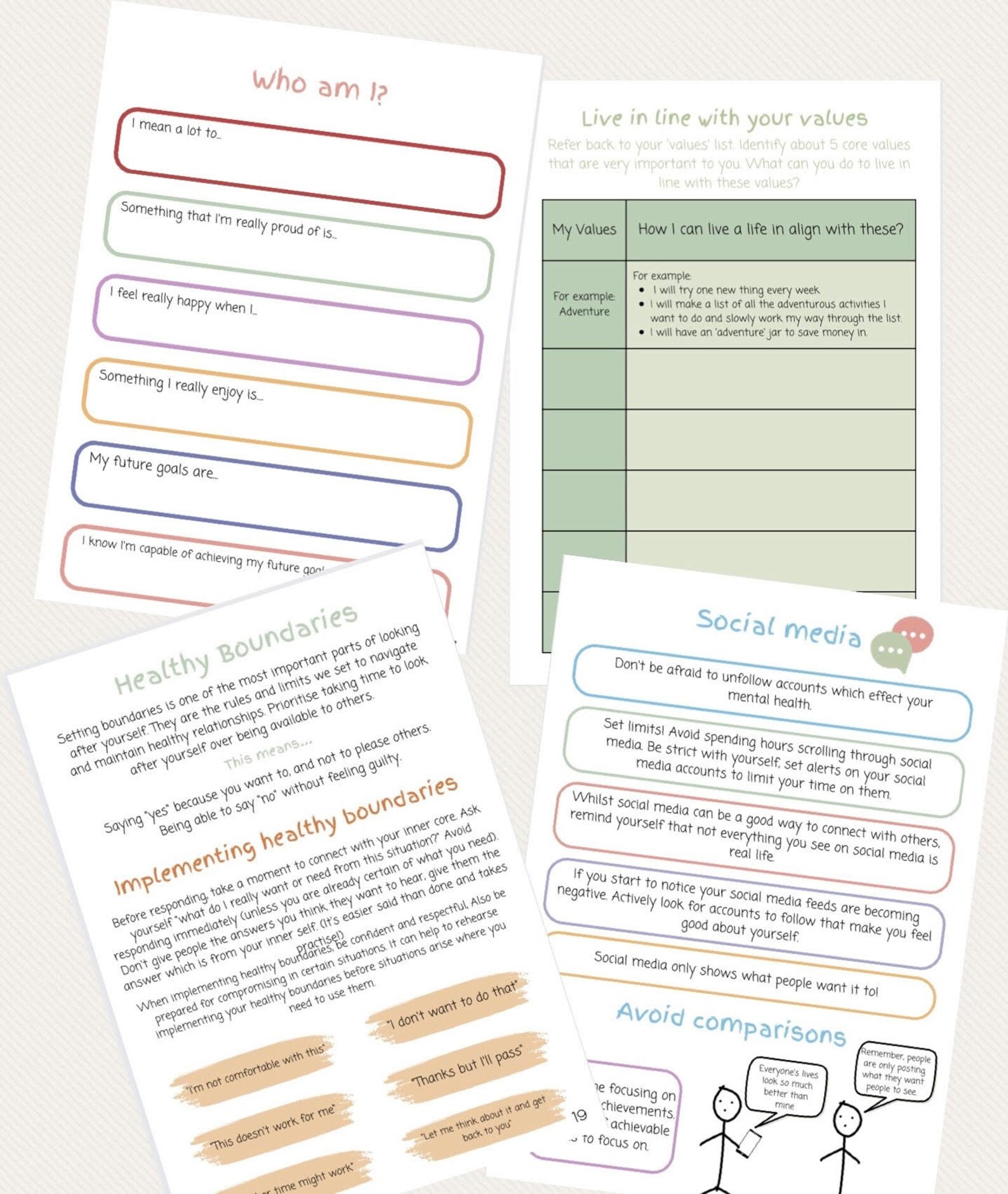 Self Esteem Workbook, Self Esteem Worksheets for Teens, Teen Self ...