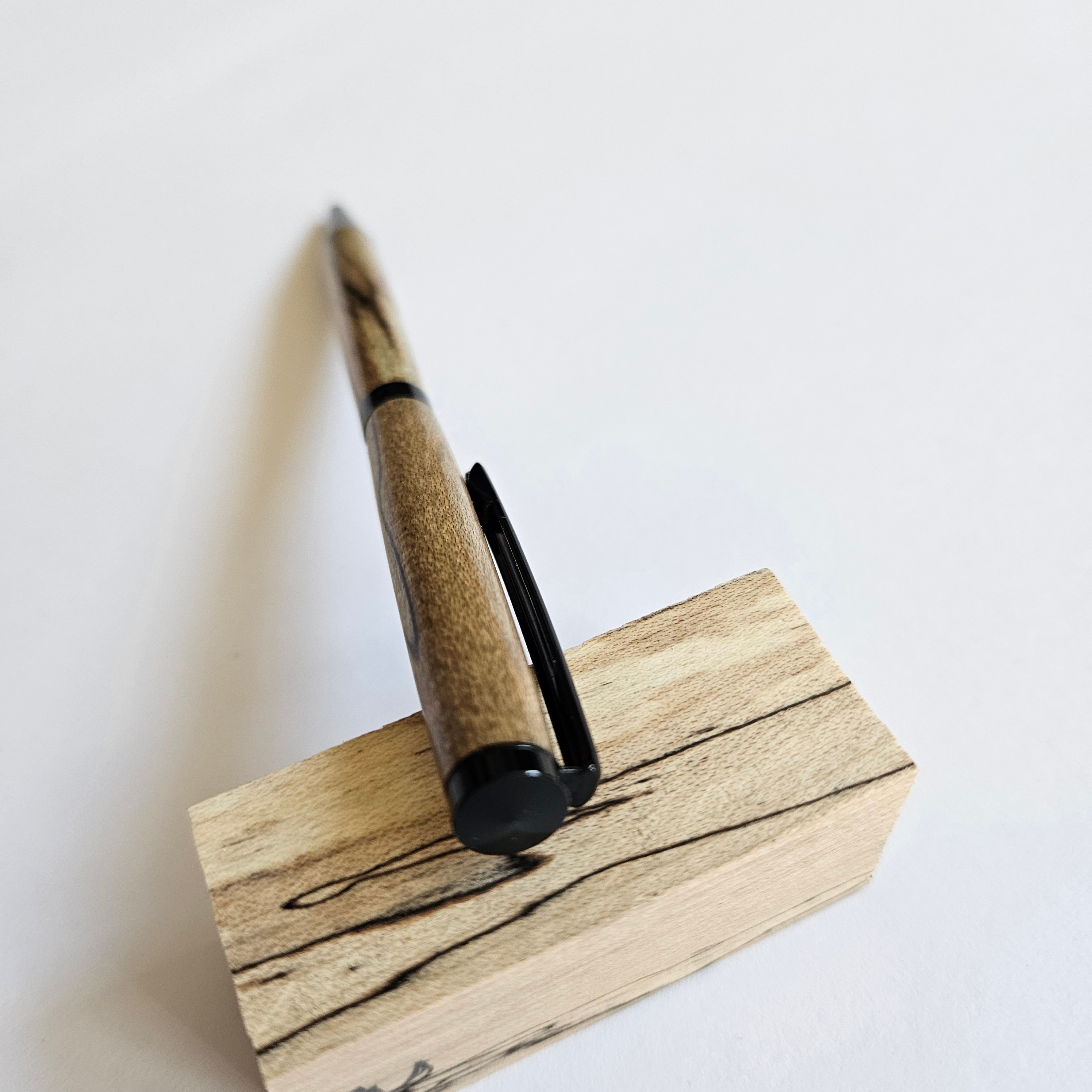 Spalted Maple Slimline Wood Pen Handmade Turned Wooden Light Wood Black ...