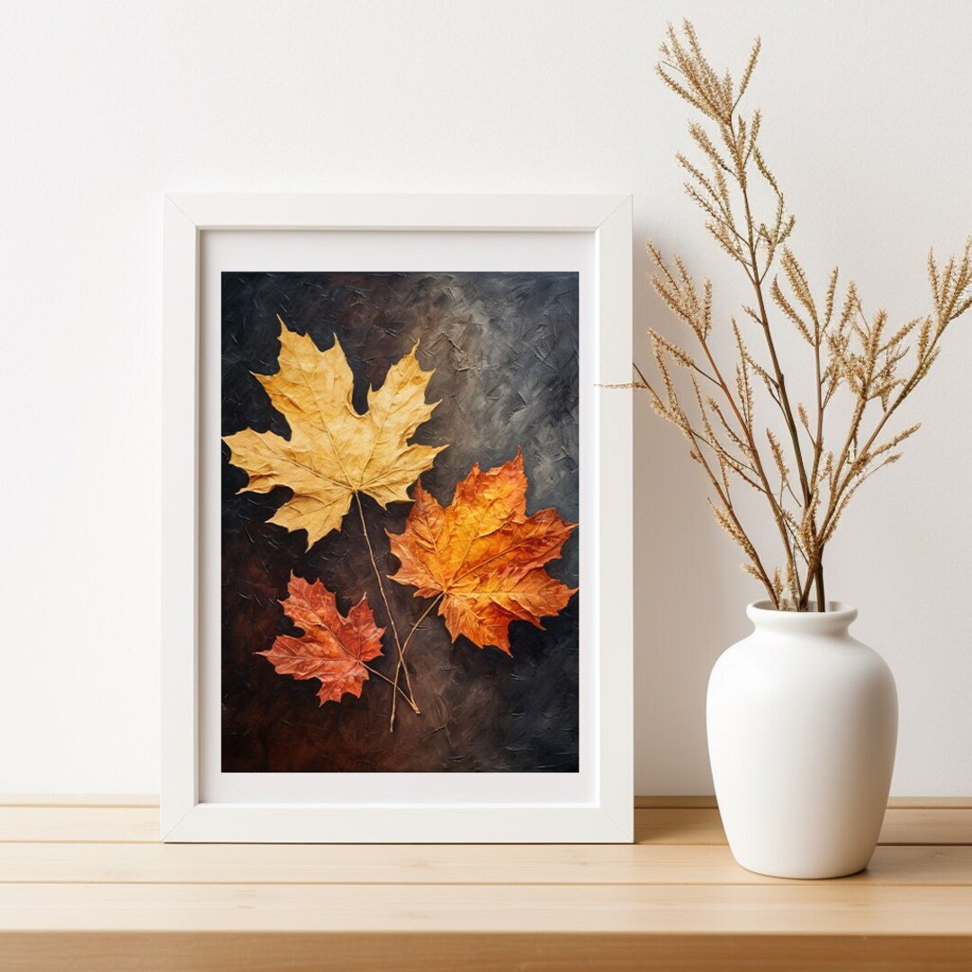 Oil Painting of Fall Leaves High-quality Giclee Print - Etsy