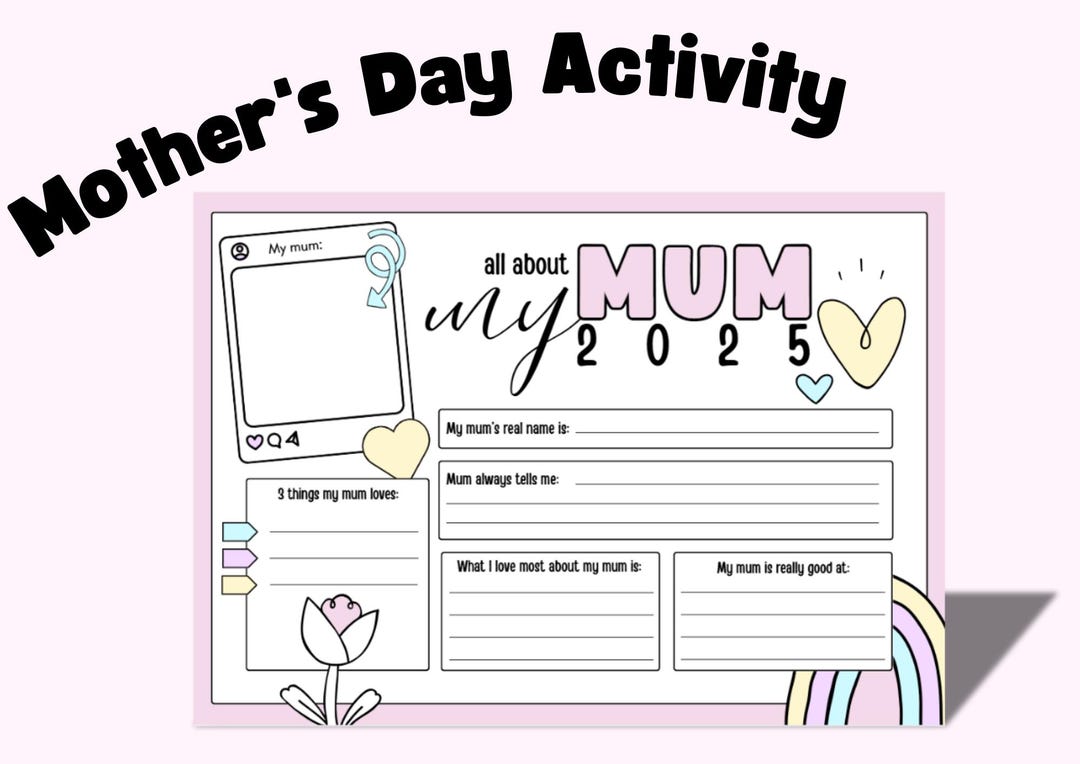 Mothers Day Printable Activity - Etsy