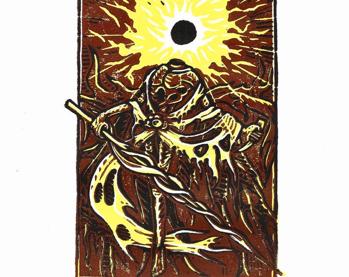 Lord of Frenzied Flame - Elden Ring Inspired Color-reduction Linocut ...
