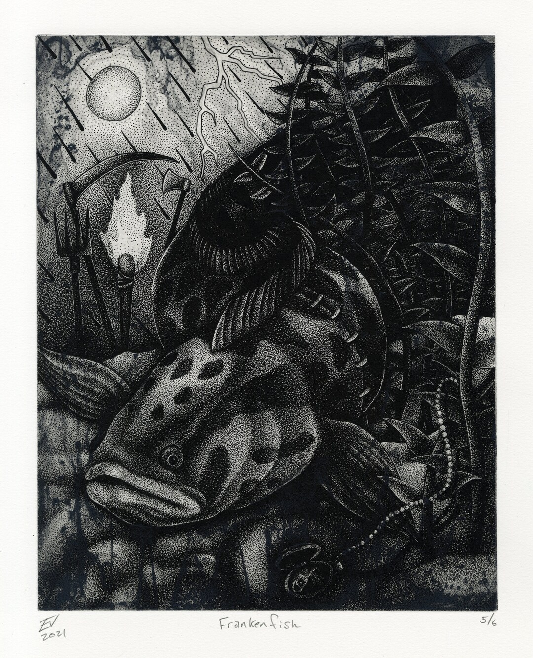 Frankenfish African Snakehead Two-plate Solar Plate Etching Print - Etsy