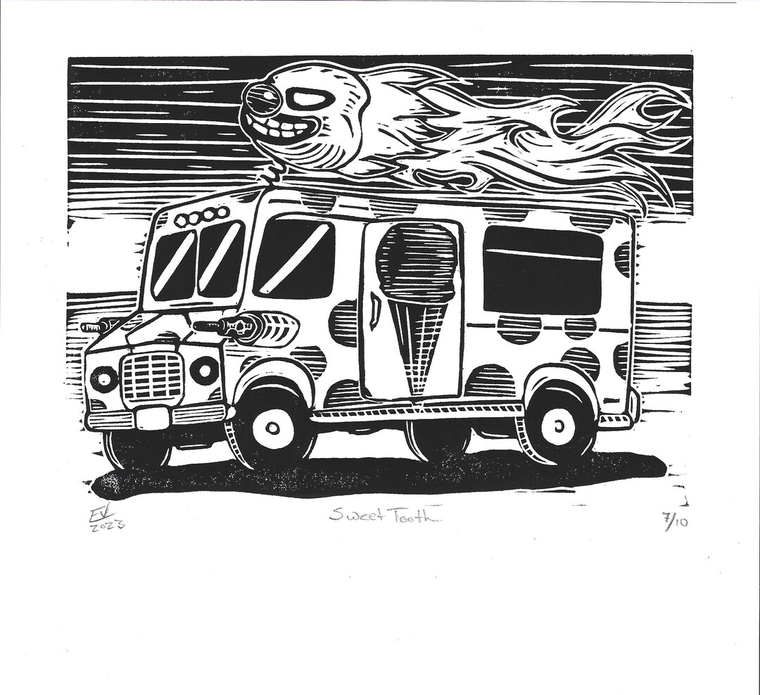 Sweet Tooth Twisted Metal Inspired Linoprint - Etsy