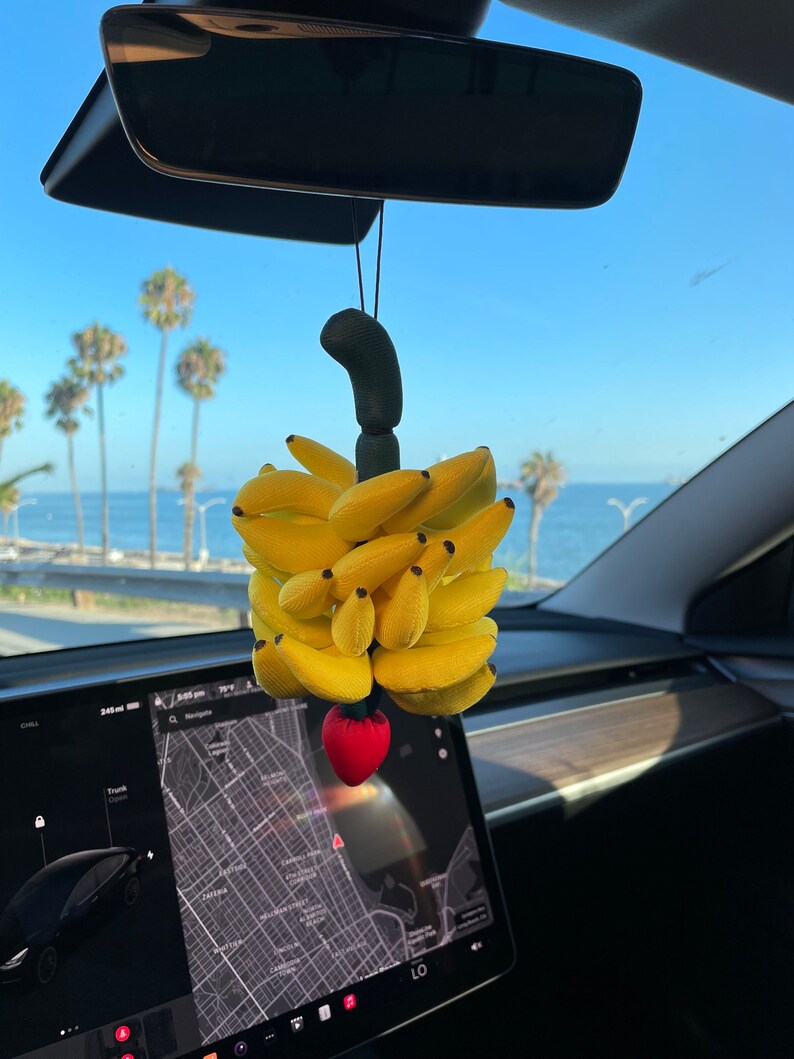 Cute Banana Car Charm | Plush Rear View Mirror Accessories | Car ...