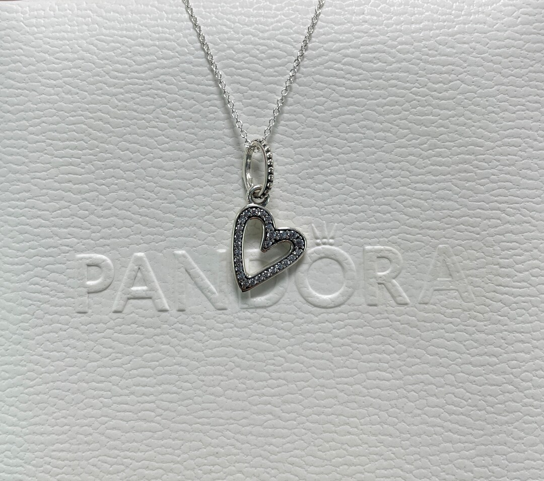 Pandora Sparkling Freehand Heart Pendant Necklace Mixed Enamel Necklace ...