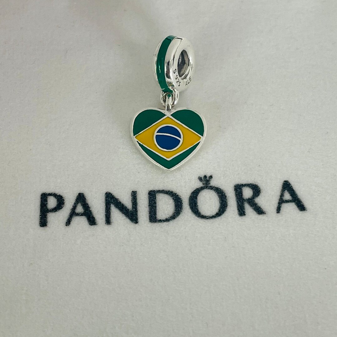 Pandora,brazil Brasil Heart Flag Bead/new/stamped Dangle Charm for ...