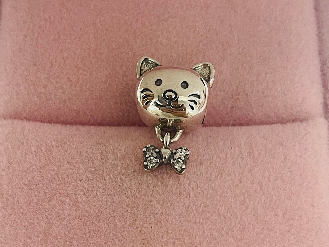 New Authentic Pandora Pet Cat & Bow Dangle Charm Pendant Pendant Dangle ...