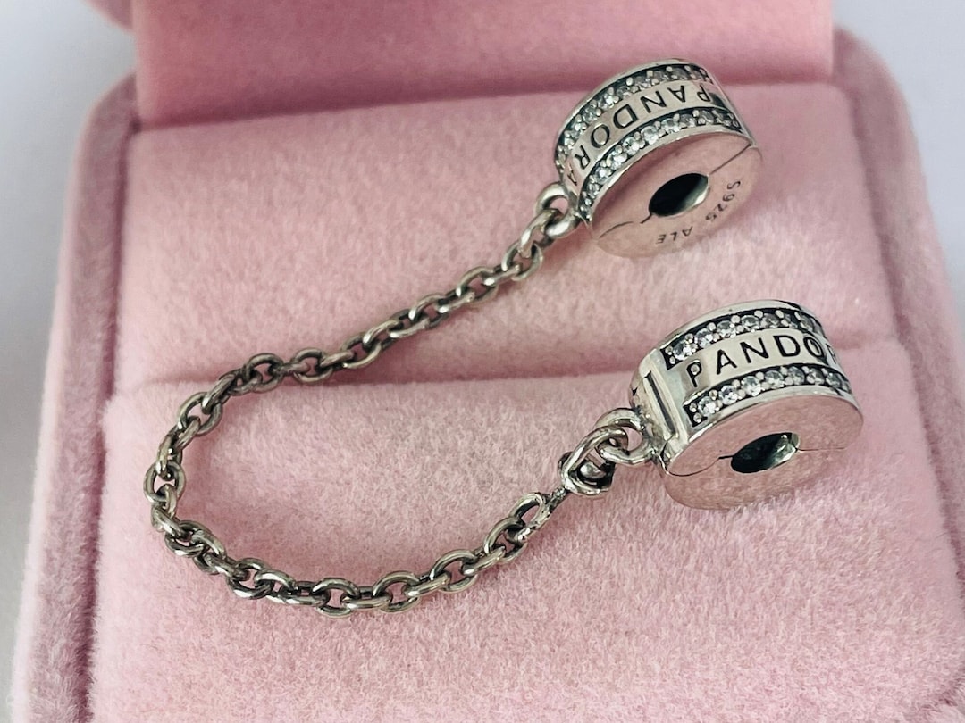 New Authentic PANDORA Logo Safety Chain Charm Exclusive Dangle Charm ...