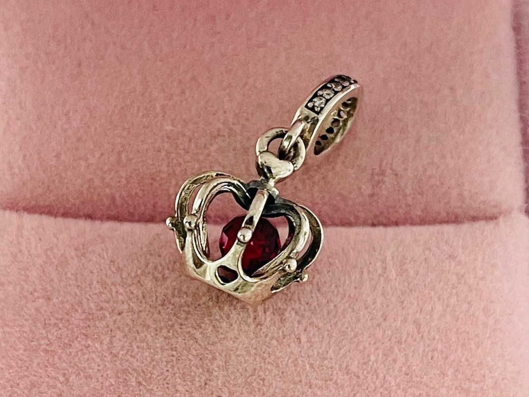 New Authentic PANDORA Regal Crown Dangle Charm Pink Crystal Pendant ...