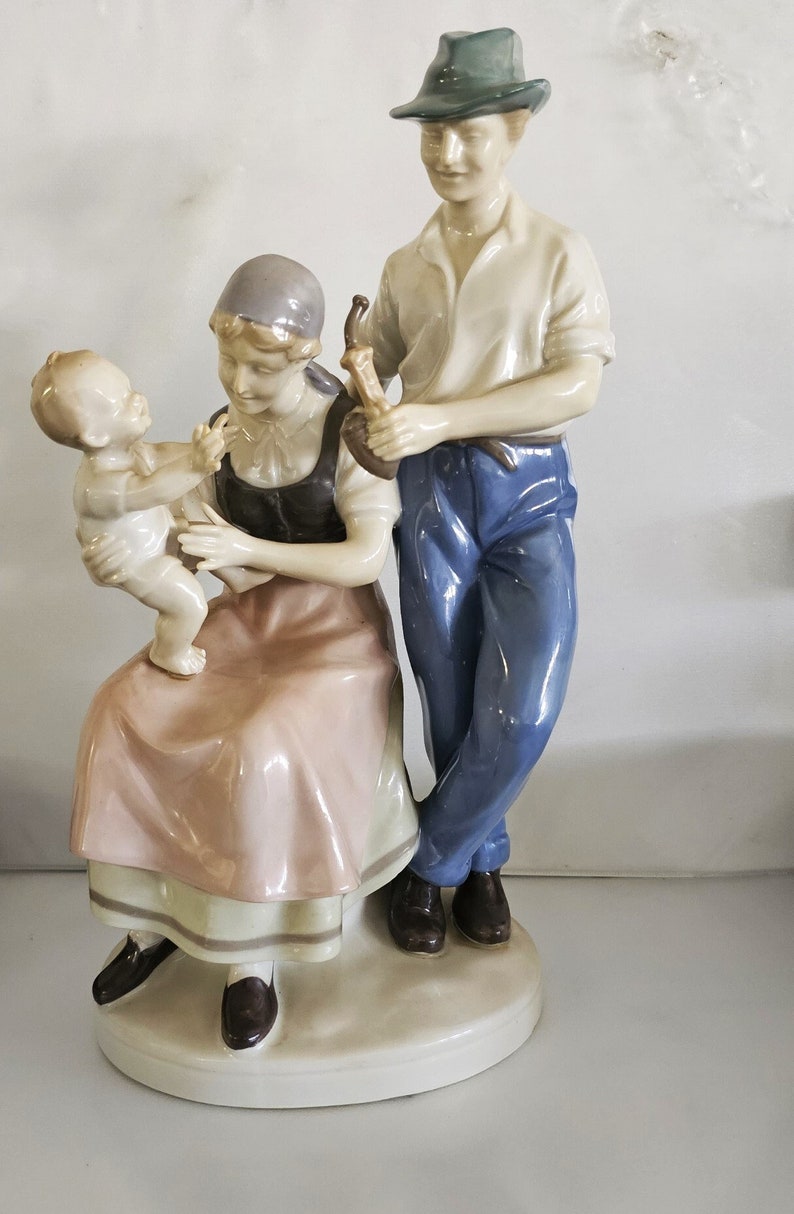 Vintage Color German Porcelain Figurine Carl Scheidig, GDR, Family ...