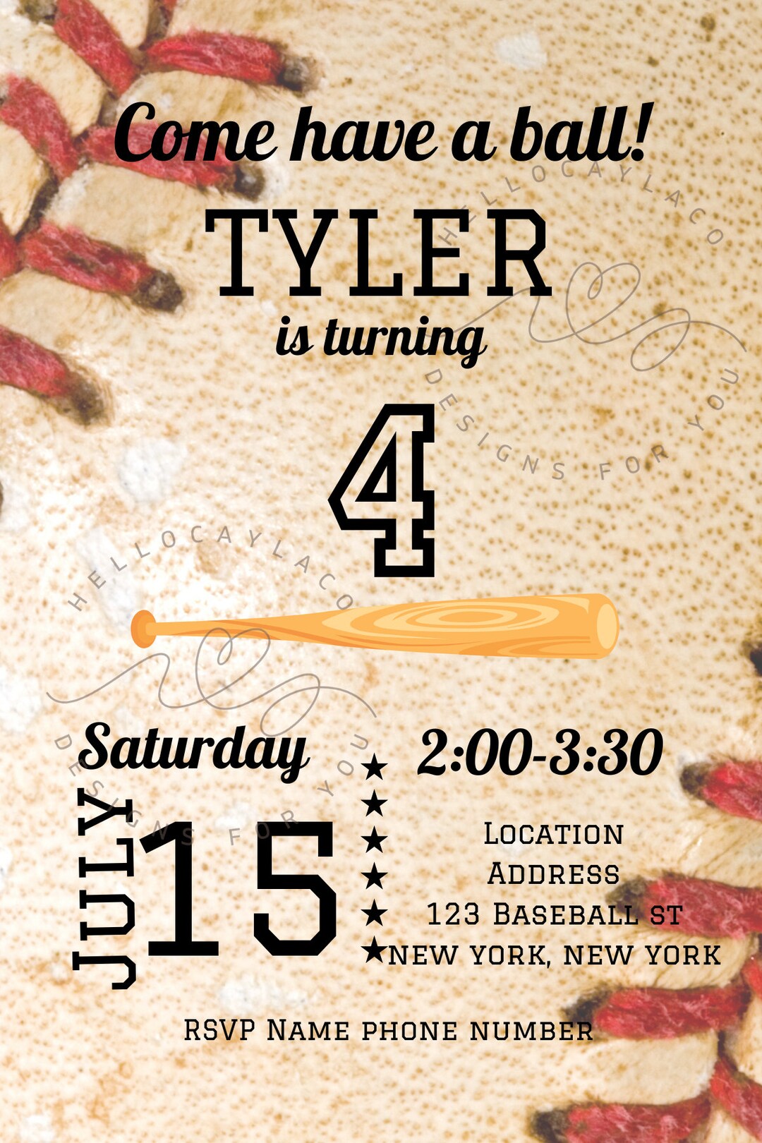 Editable Baseball Birthday Invitation (4x6) - Instant Download - Etsy