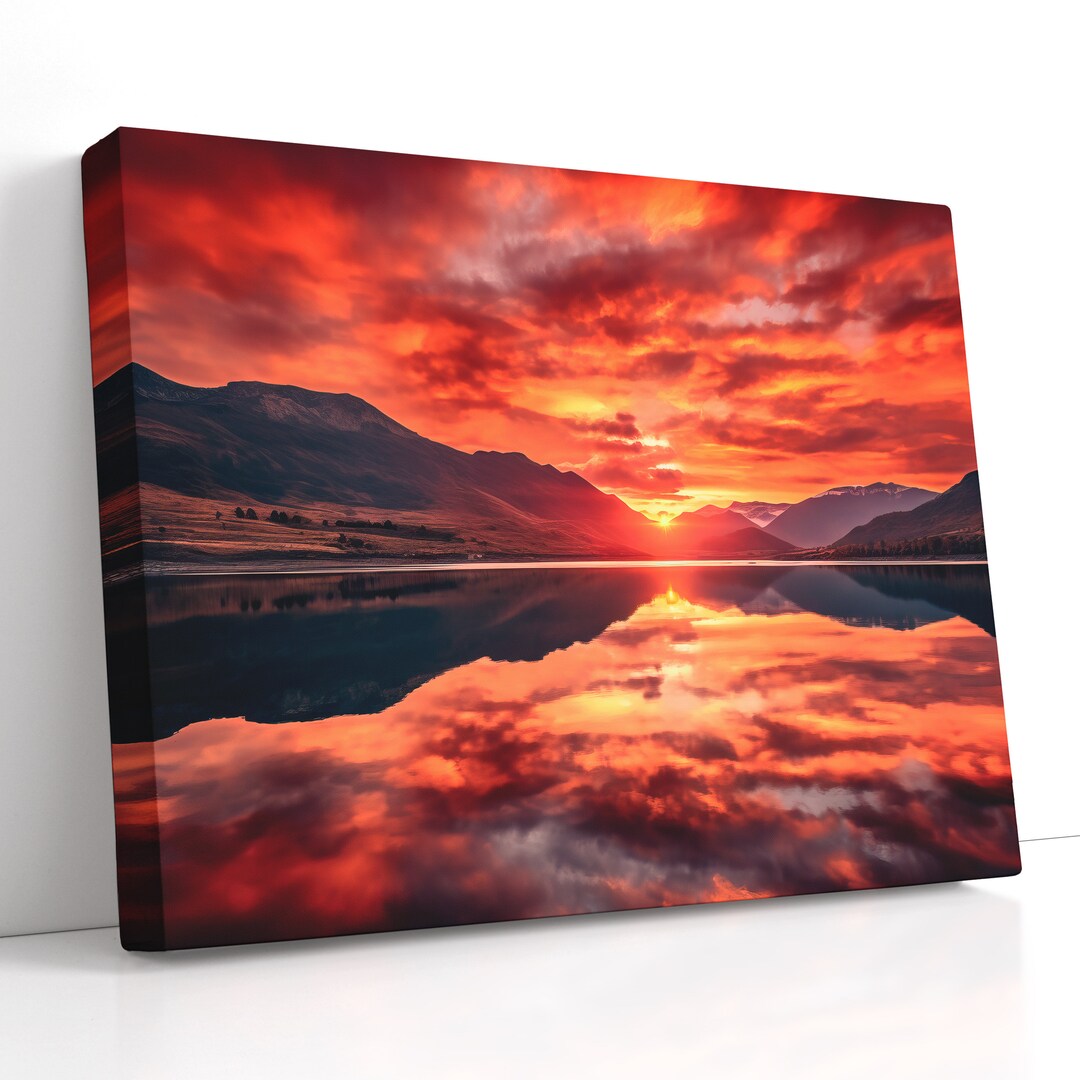 Dramatic Sunset Wall Art Sunset Painting Abstract Art, Sunset Art Print ...