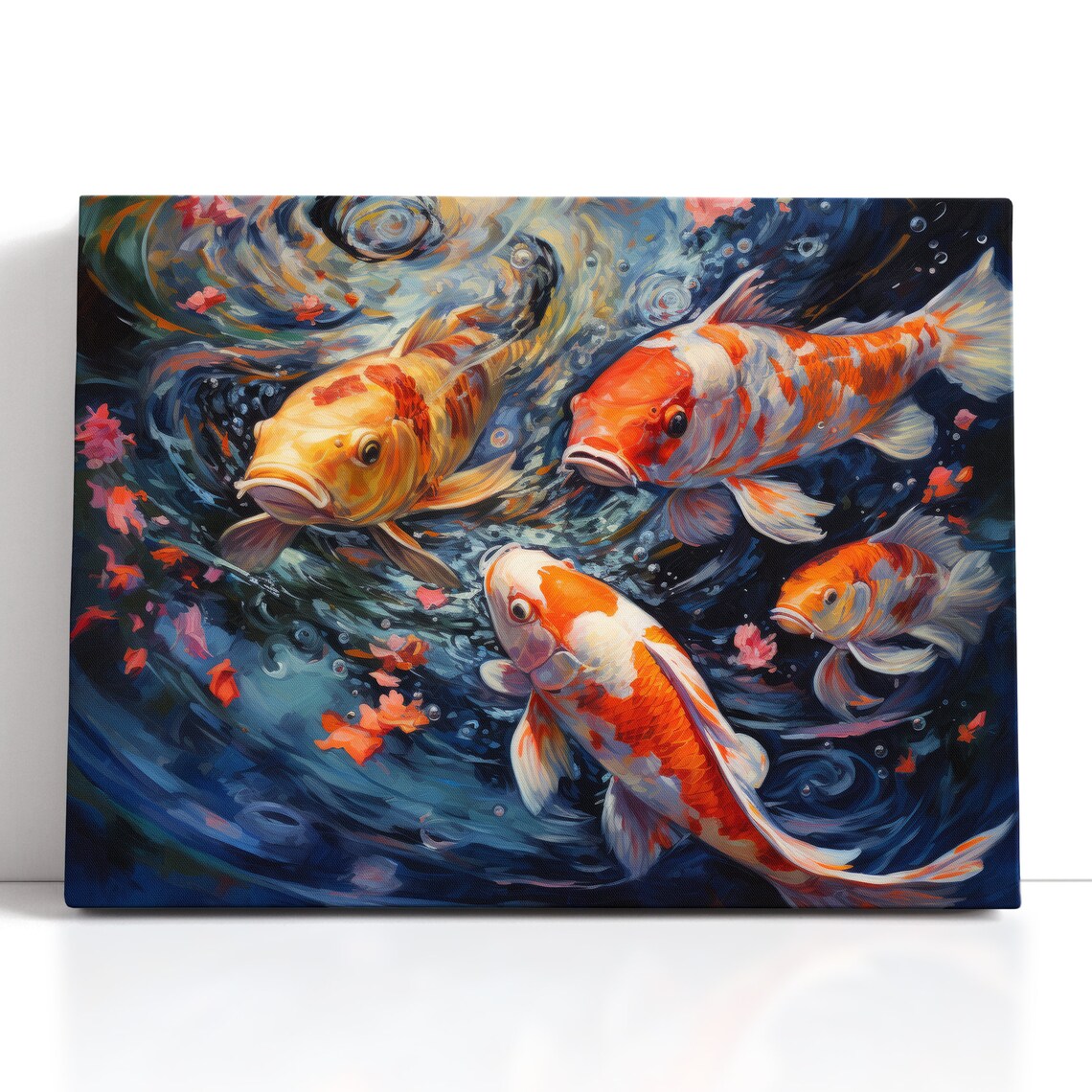 Koi Fish Wall Art / Abstract Coastal Canvas Print / Colorful Fish ...