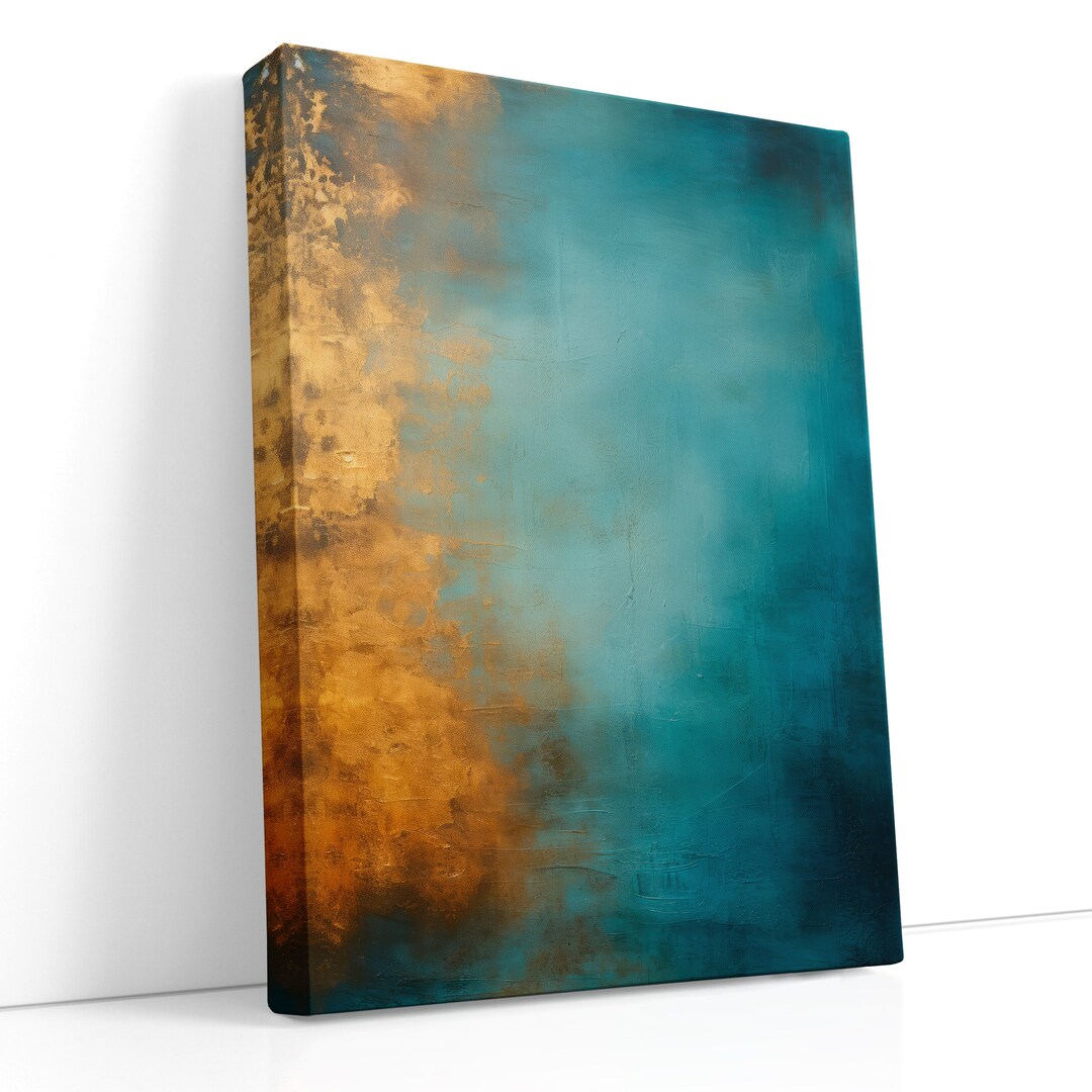 Blue & Gold Wall Art - Reception Art Print, Abstract Blue Wall Decor ...