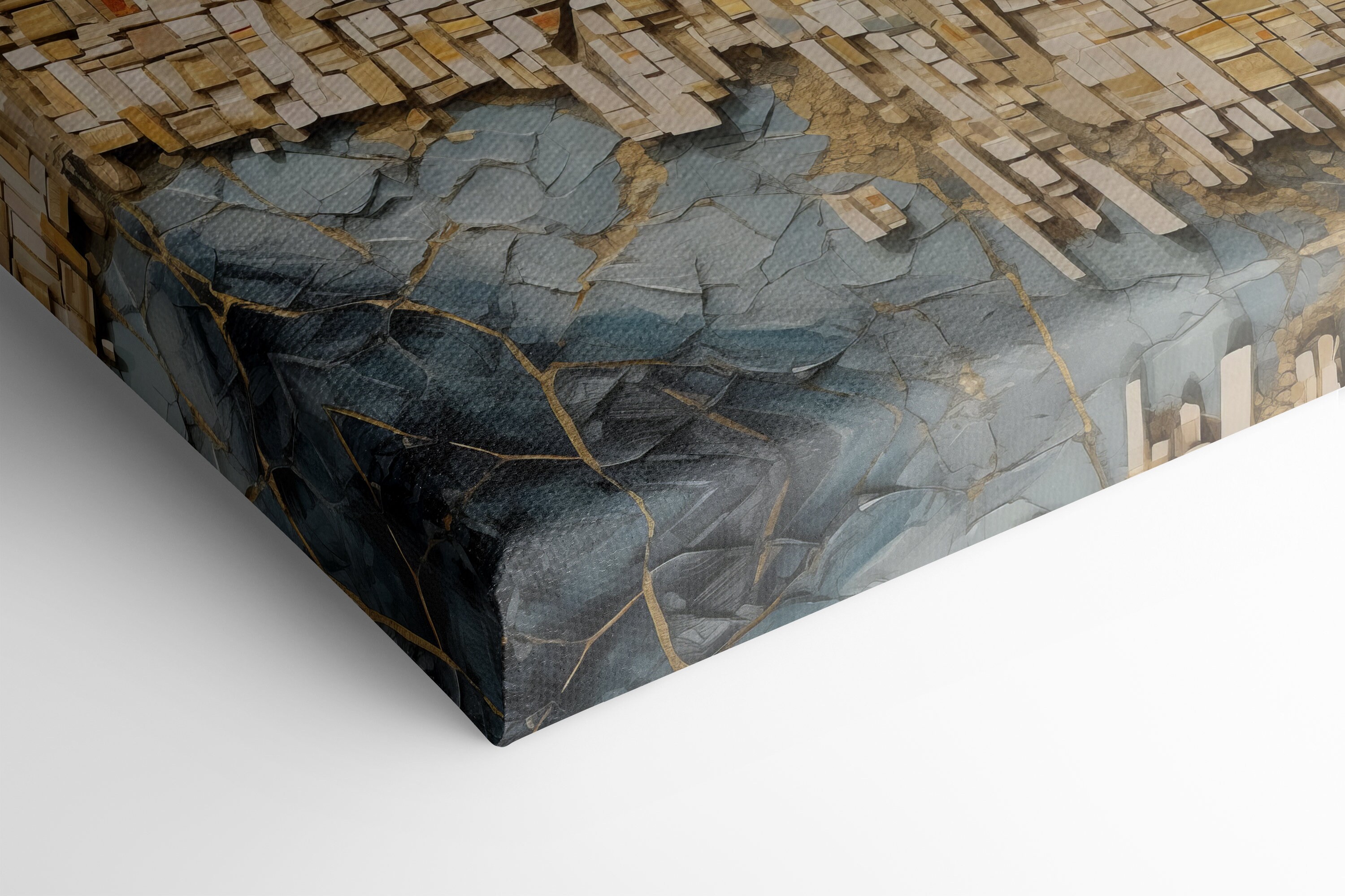 Gold and Navy Blue Kintsugi City Map Canvas Print / Modern Wall Art ...