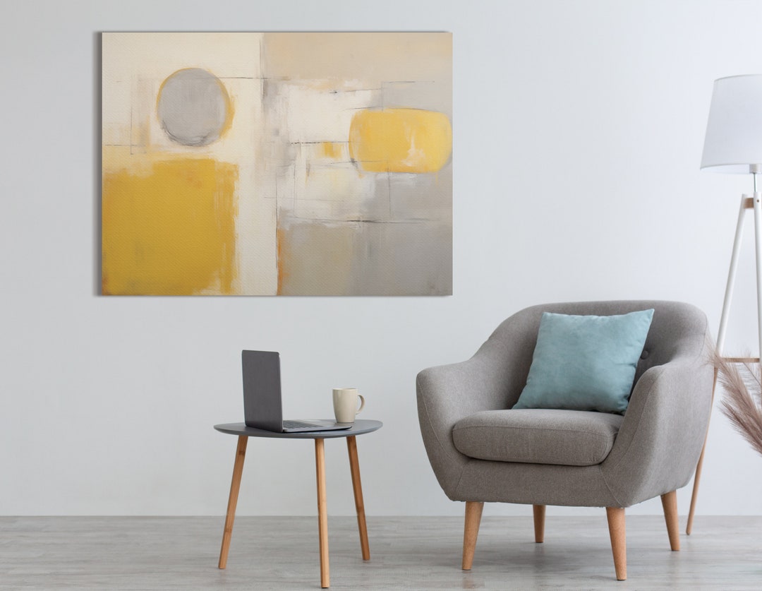 Muted Palette With Bold Yellow Accents Canvas Print / Modern Wall Art ...