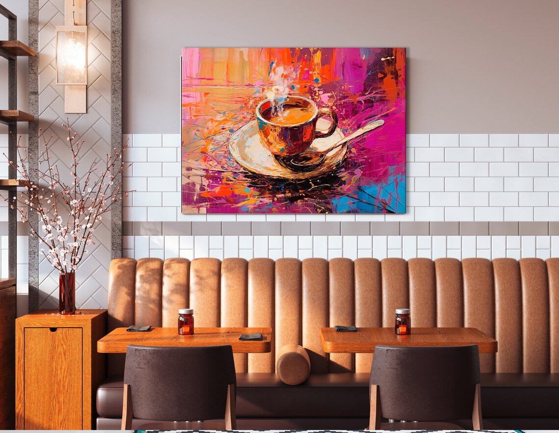 Coffee Shop Wall Art / Coffee Art Print / Colorful Coffee Canvas Art ...