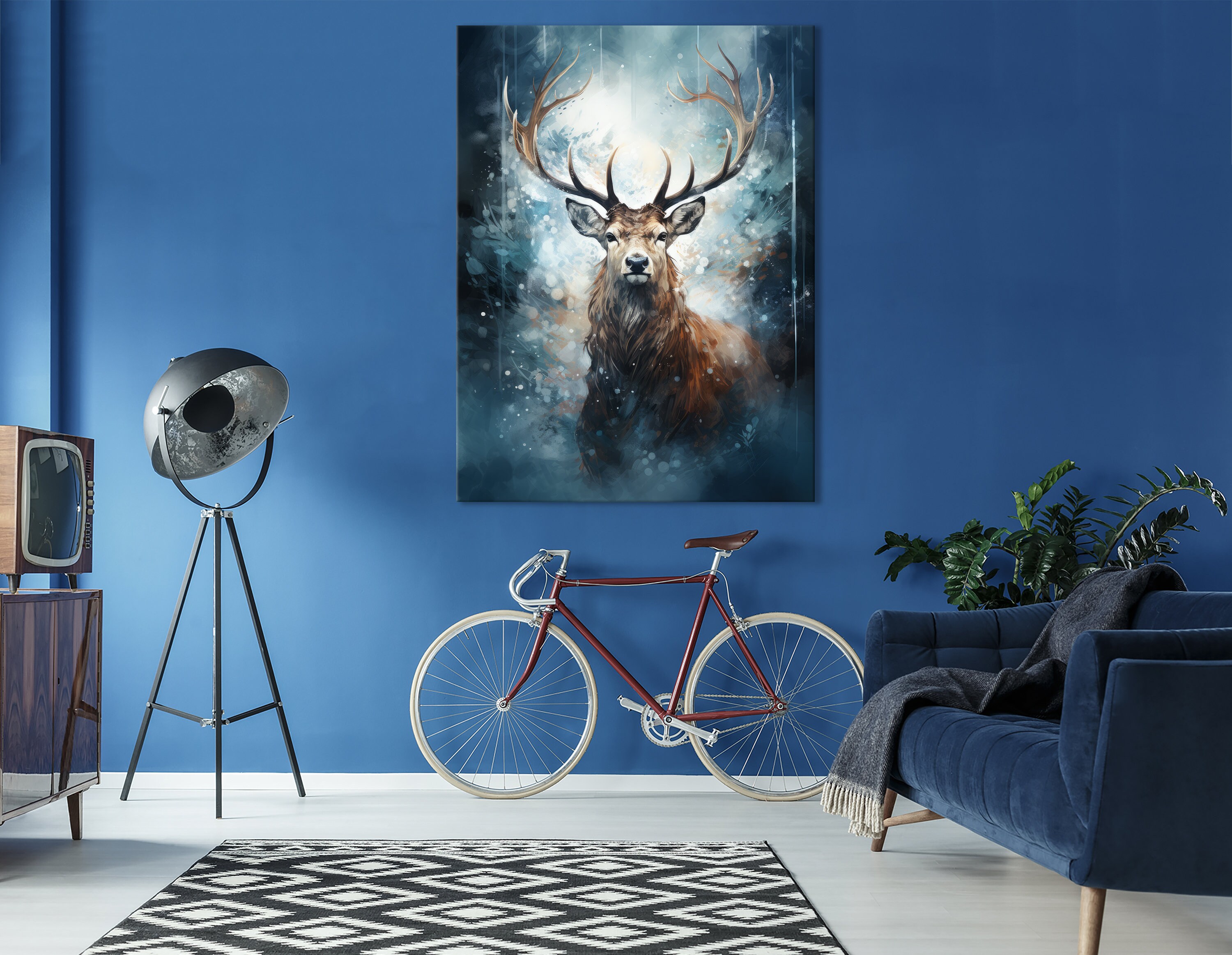 Ethereal Deer Wall Art Moody Forestpunk Canvas Print, Winter Scene With ...