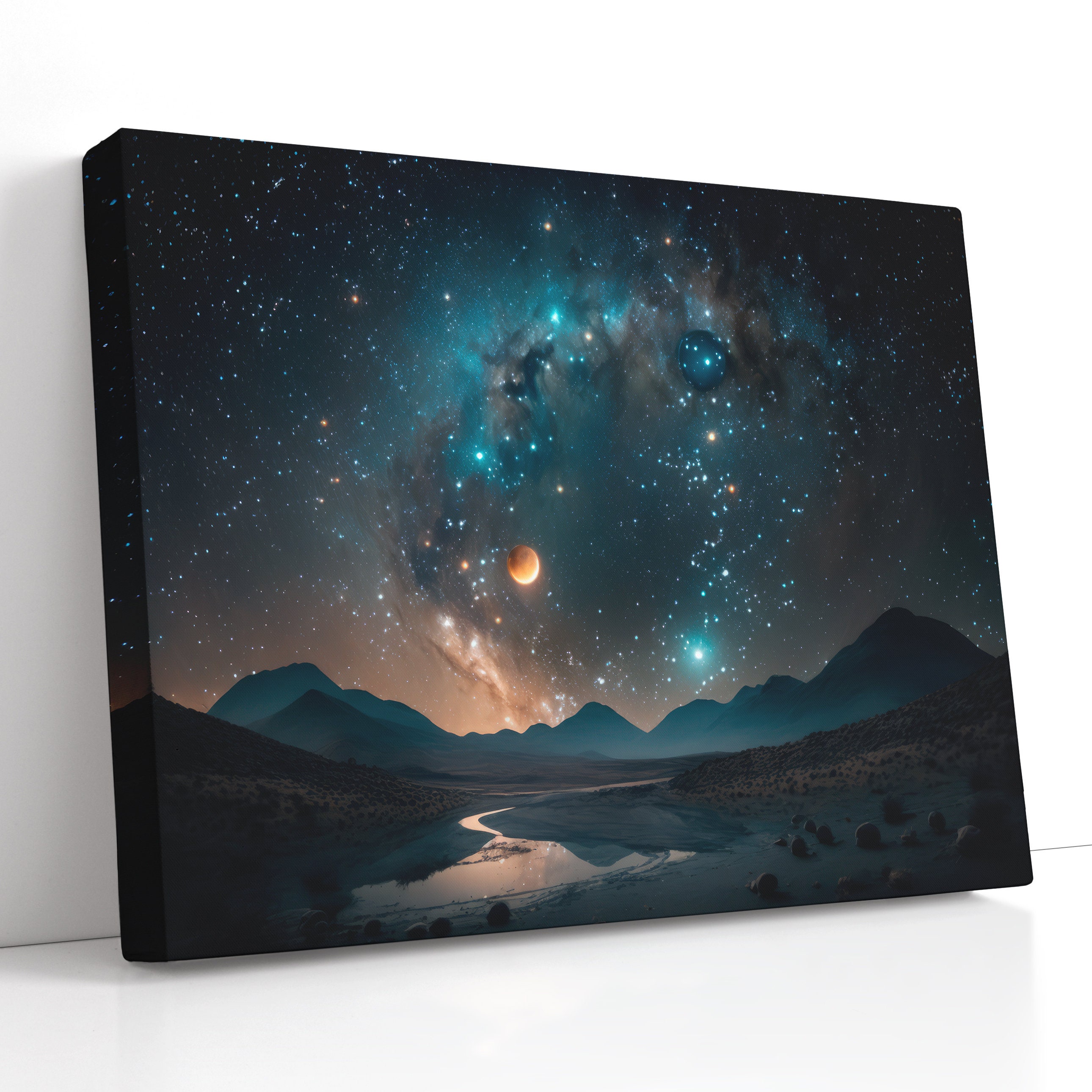 Blue Constellation in the Night Sky Canvas Print / Modern Wall Art ...