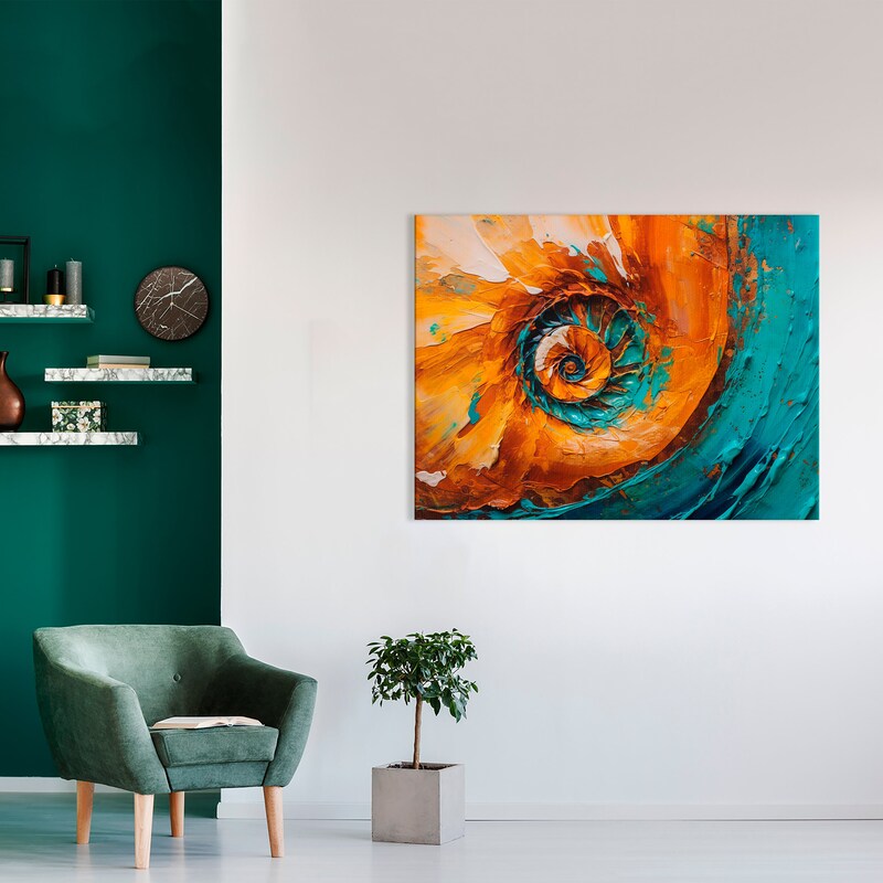Turquoise Orange Art - Etsy