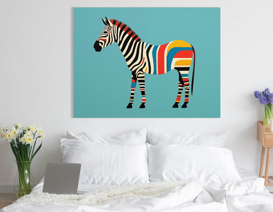 Colorful Zebra Stripe Canvas Print / Modern Wall Art / Wall Decor ...