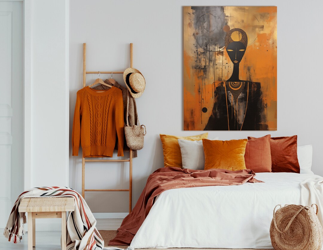 Stylized Orange and Black Silhouette Canvas Print / Modern - Etsy