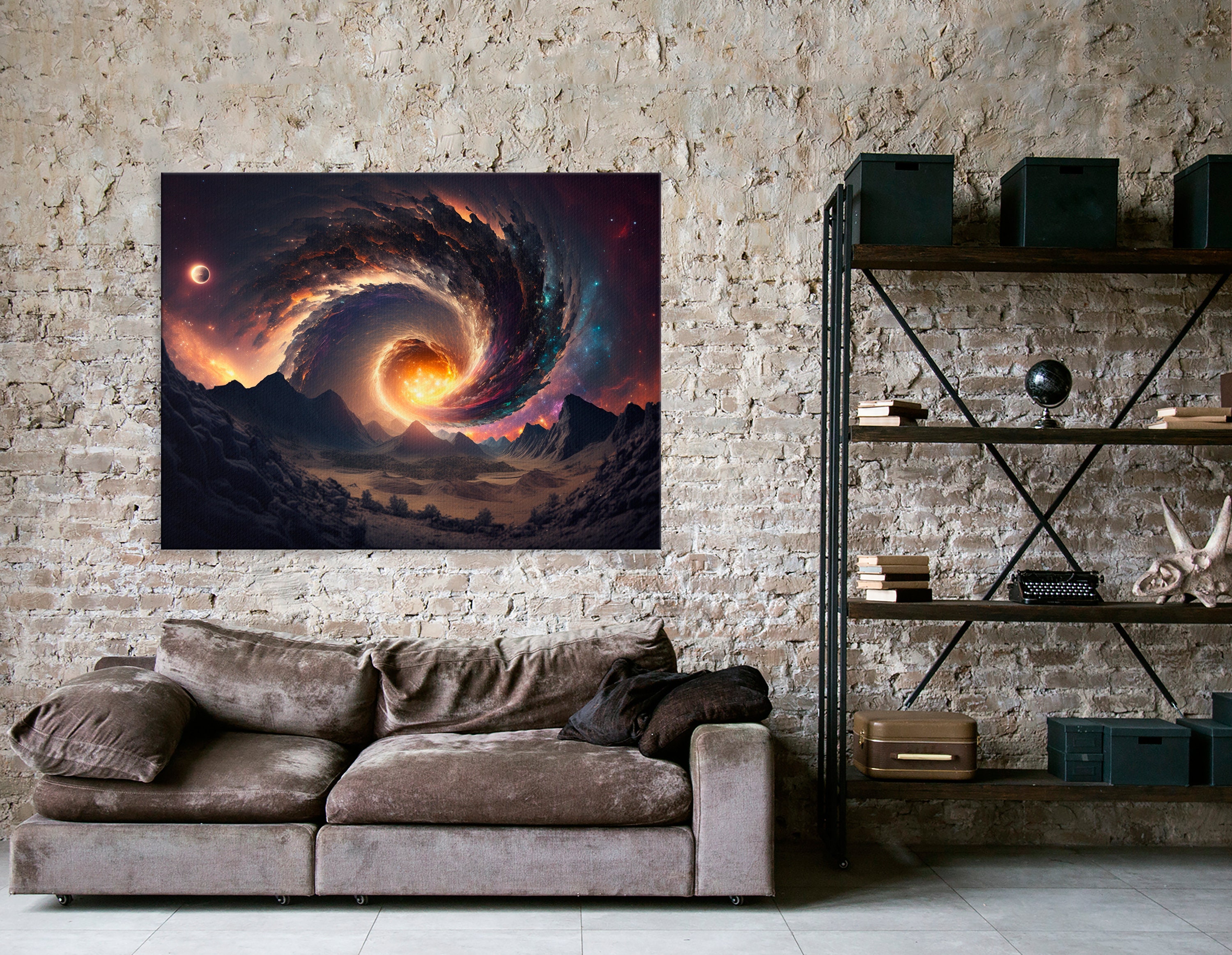 Futuristic Galactic Scene, Cosmic Home & Office Wall Art / Cosmic Storm ...