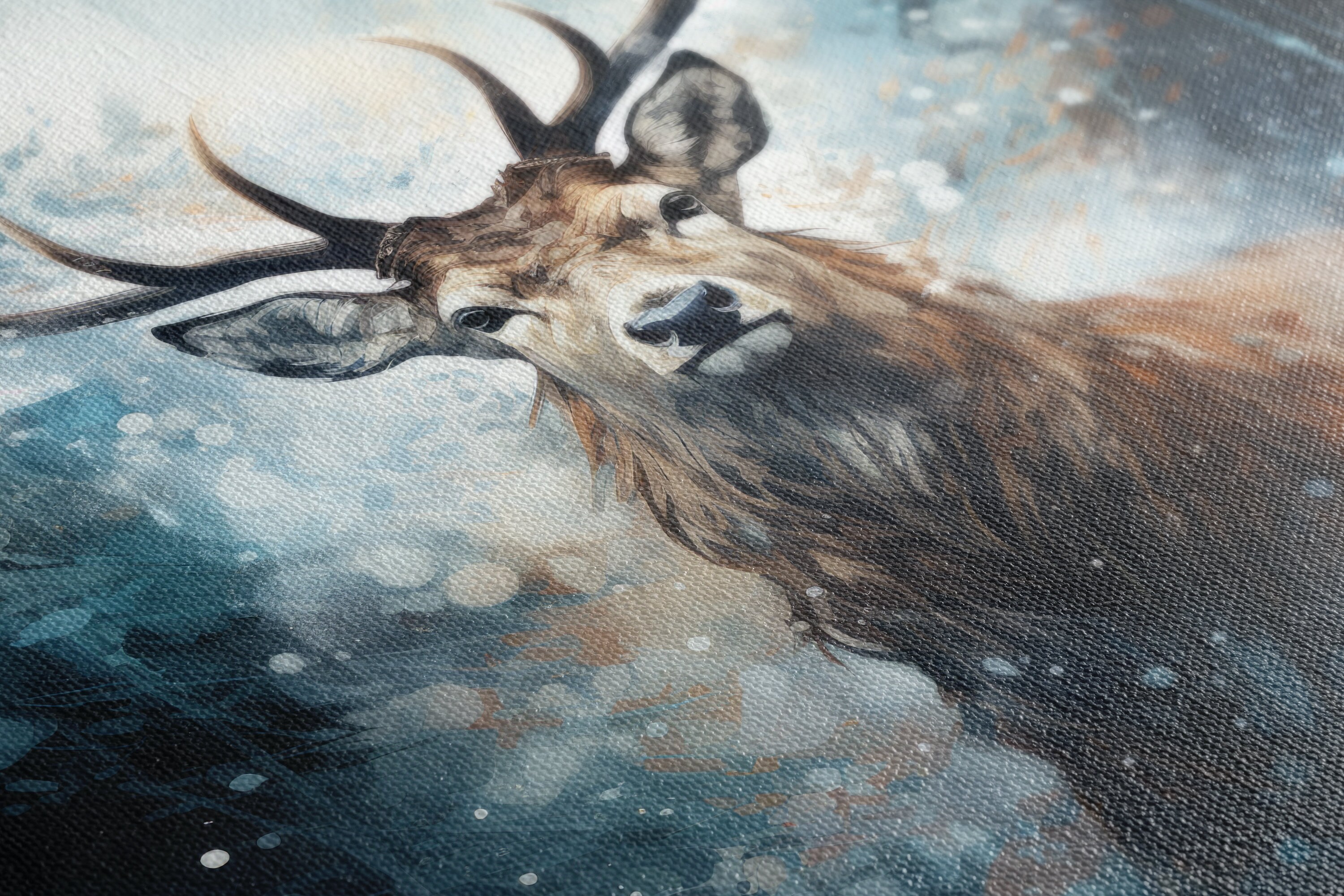 Ethereal Deer Wall Art Moody Forestpunk Canvas Print, Winter Scene With ...