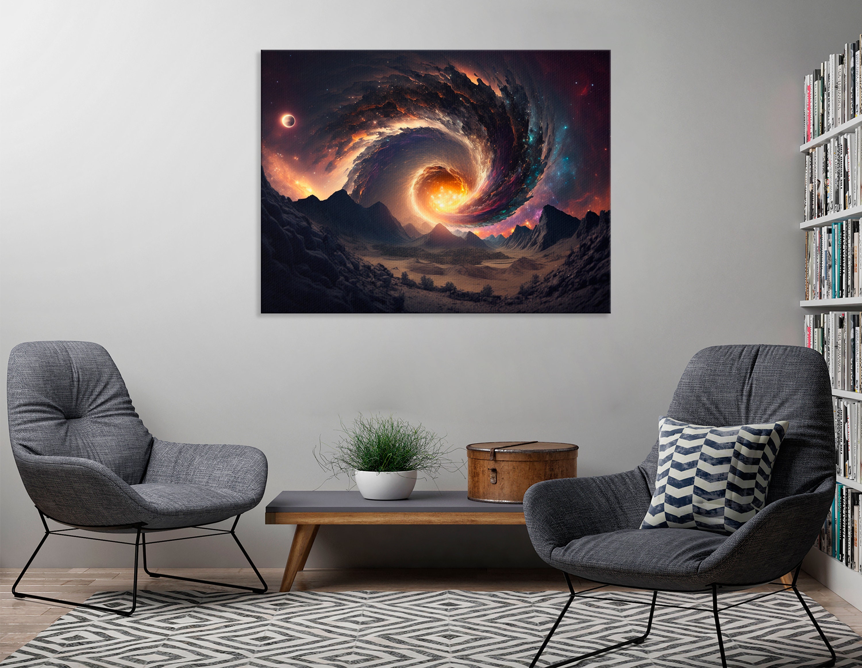 Futuristic Galactic Scene, Cosmic Home & Office Wall Art / Cosmic Storm ...